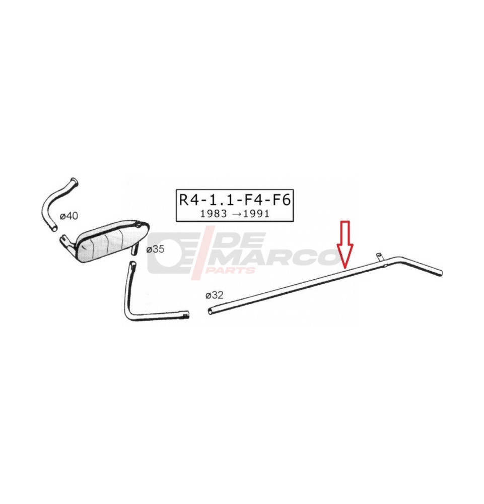 Final Exhaust Pipe for Renault 4 845-1108cc, R4 F4 and R4 F6
