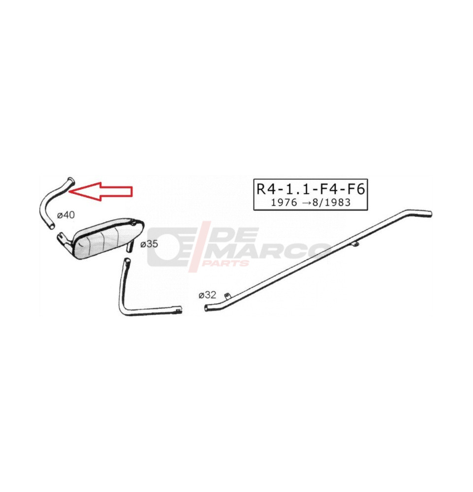 Exhaust Pipe for Renault 4 956-1108cc, R4 F4 and R4 F6 | De Marco Parts