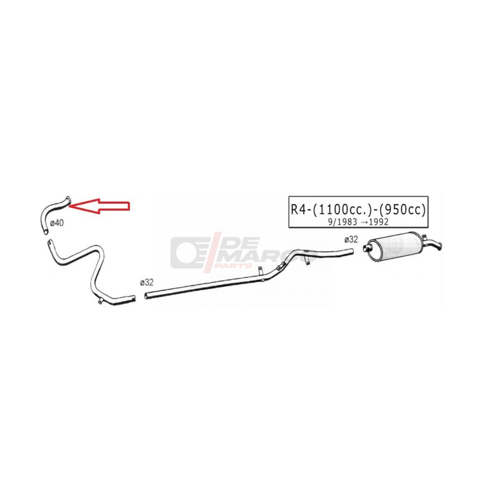 Exhaust Pipe for Renault 4 956-1108cc, R4 F4 and R4 F6 | De Marco Parts