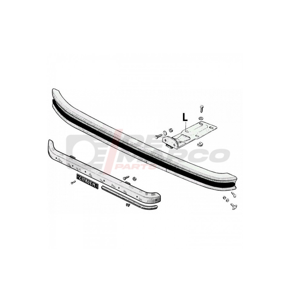 Low rear bumper bracket support for Citroen 2CV | De Marco Parts