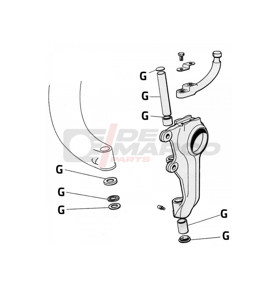 Kingpin repair kit fo Citroen 2CV, Dyane, Mehari, Ami 6/8
