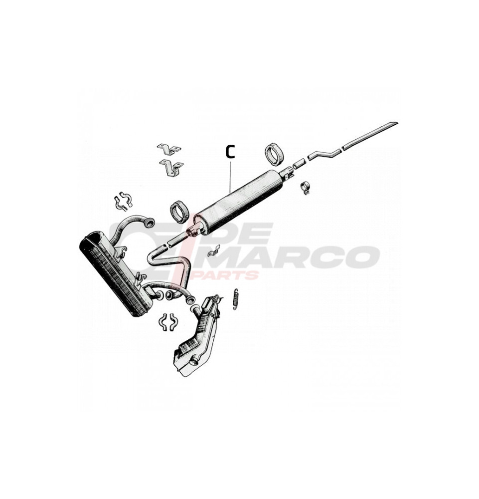 Central "cigar" exhaust pipe for Citroen 2CV, Dyane, Mehari, Ami 6/8