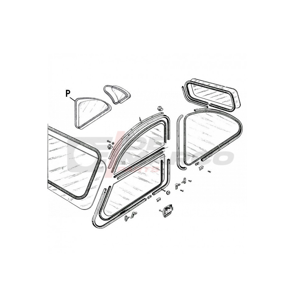 Rear door glass gasket for Citroën 2CV | De Marco Parts