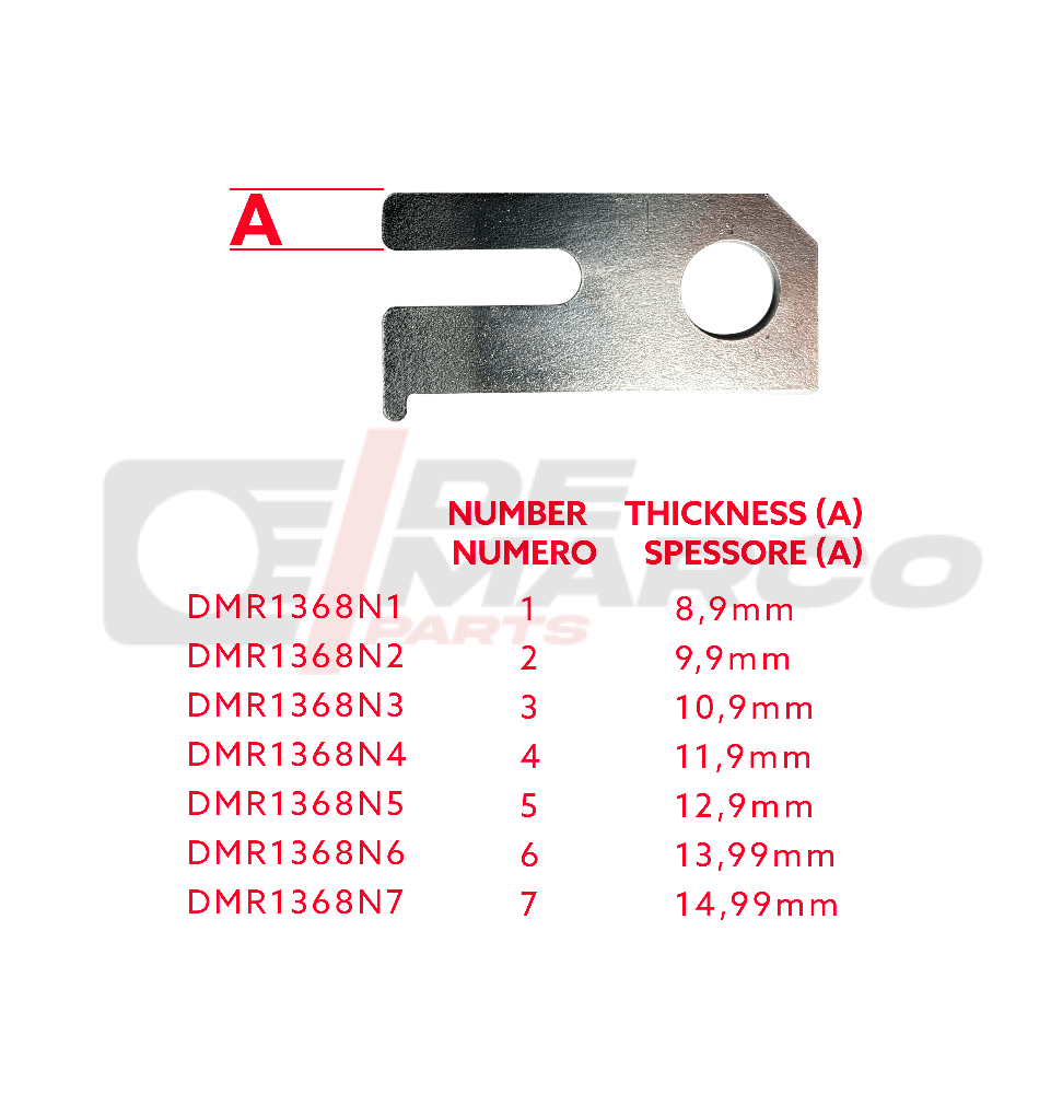 Calzo galvanizado nº 2 de 9,9 mm para el ajuste de la caja guía R4