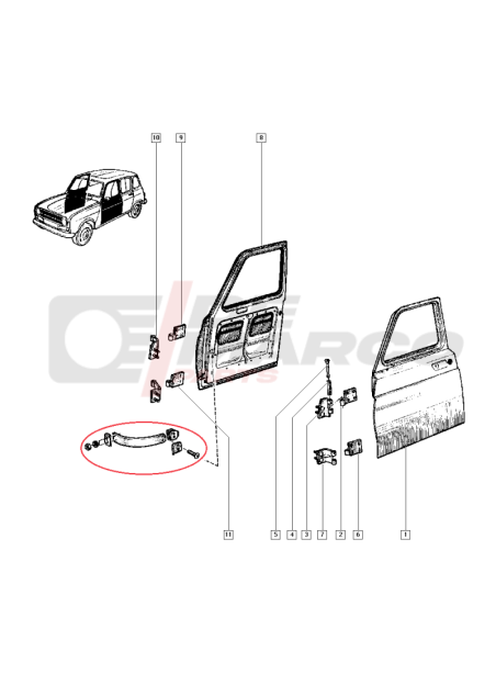 Rubber Door Stop Strap Kit for Front Door of Renault 4 7700584347