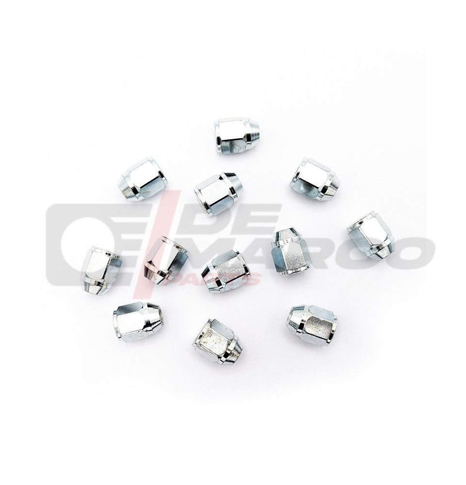 Set of 12 Zinc-Plated Conical Nuts for Alpine Alloy Wheels (M10 x 1.25)