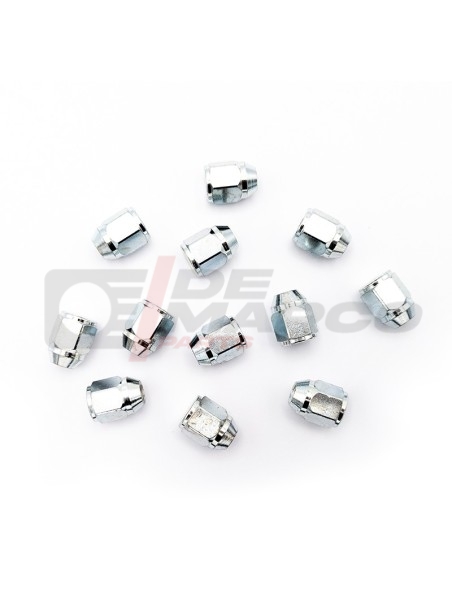 Set of 12 Zinc-Plated Conical Nuts for Alpine Alloy Wheels (M10 x 1.25)