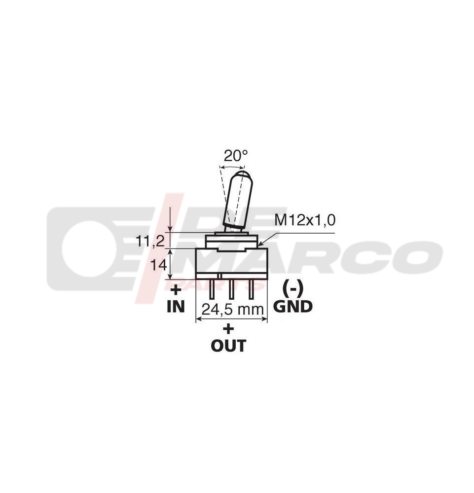 Blue LED Toggle Switch 12/24V 20A - High-Quality | De Marco Parts