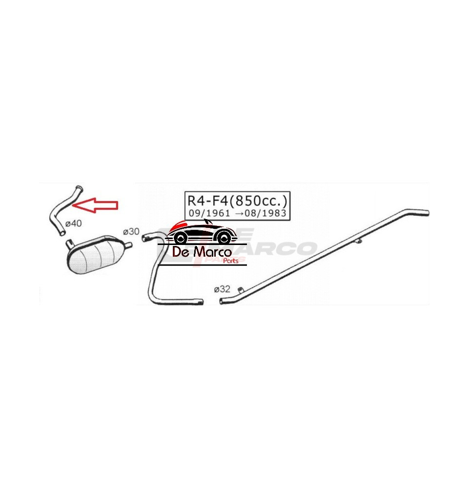 Exhaust Pipe for Renault 4, R6 and R4 F4 782-845cc | De Marco Parts